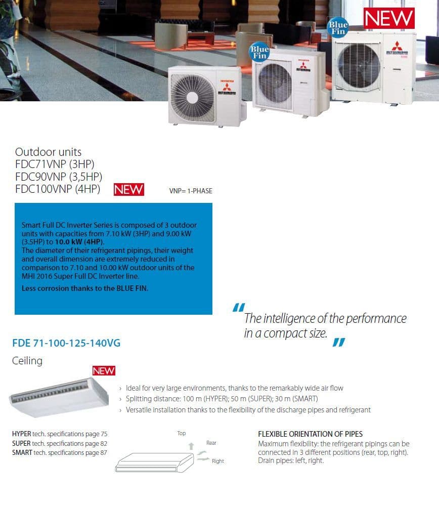 Mitsubishi Heavy Industries Air Conditioning FDE100VG Ceiling Heat Pump ...