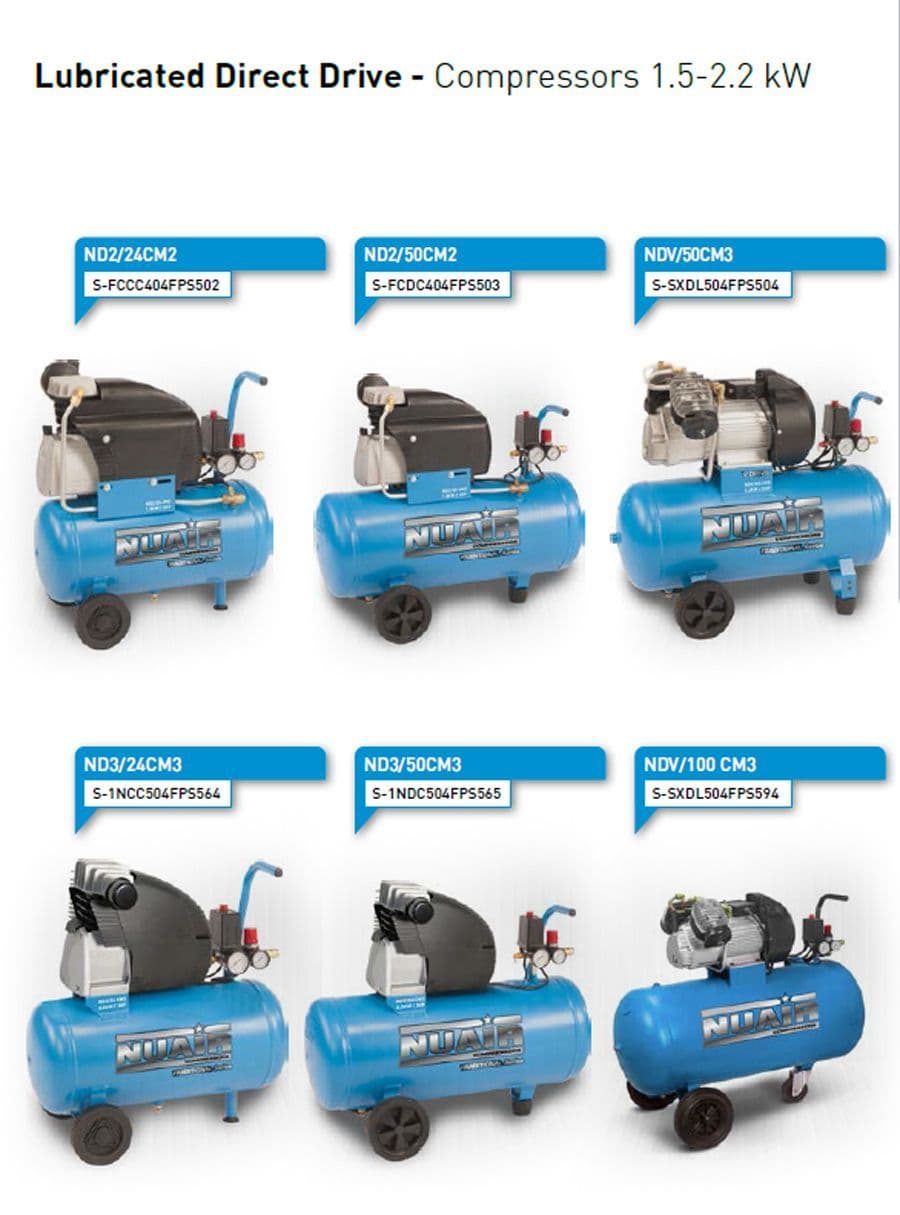 NuAir S-1NCC504FPS564 ND3/24CM3 Portable Air Compressor Direct Drive ...