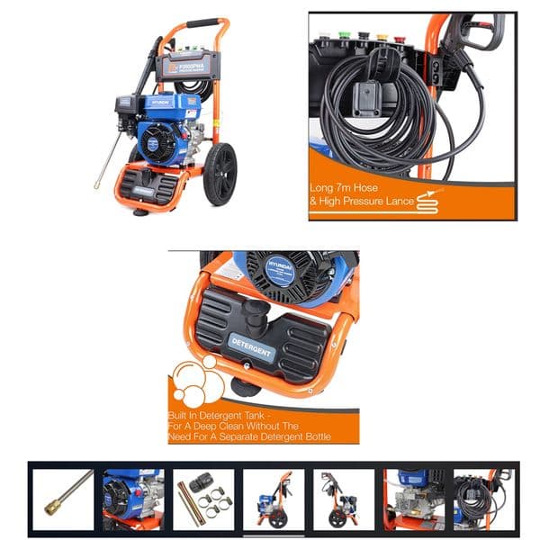P1 P3500PWA Petrol Pressure Washer 3000psi / 207 bar with Hyundai IC210 ...