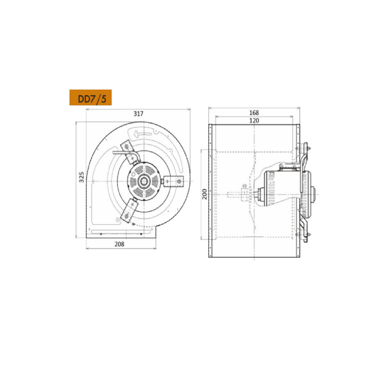 PSP Double Inlet Centrifugal Blower Fan DD7/7-F50/1V-1 220-240V 50Hz/60Hz