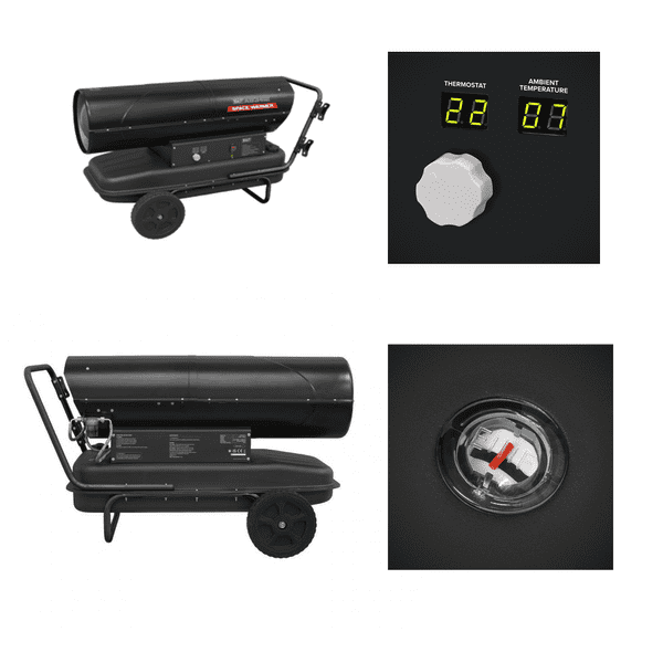 Sealey AB3412 Space Warmer Kerosene/Diesel Heater with Wheels 110Kw/340 ...