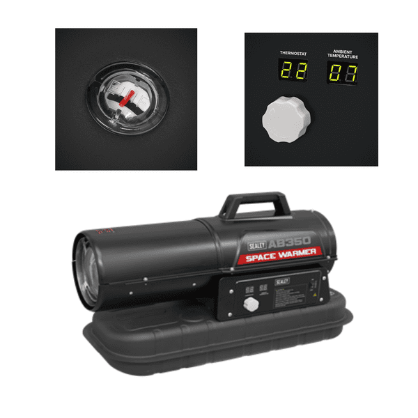 Sealey AB350 Space Warmer Kerosene/Diesel Heater with Wheels 10Kw ...