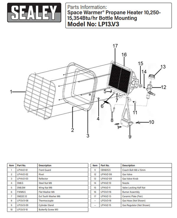 Sealey LP13 Space Warmer Industrial Propane Heater Ceramic Plaque ...