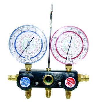 2 Way Air Conditioning/Refrigeration Manifold Set 80mm Gauges with Auto ...
