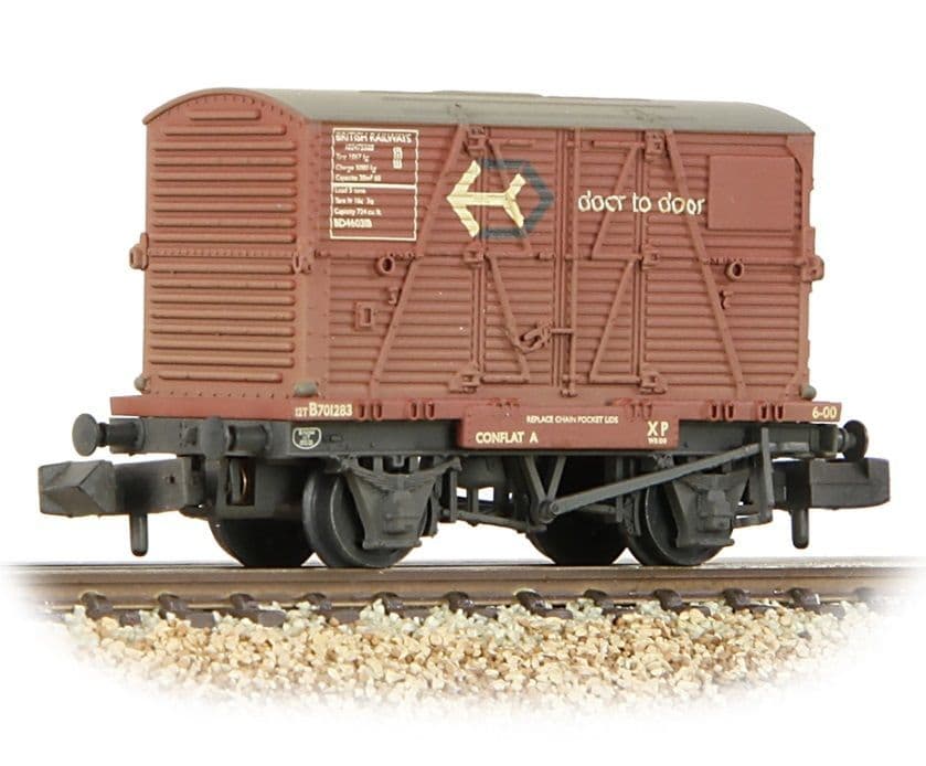 377-331 Farish Conflat Wagon BR Bauxite Early with Door-To-Door BD Cont ...