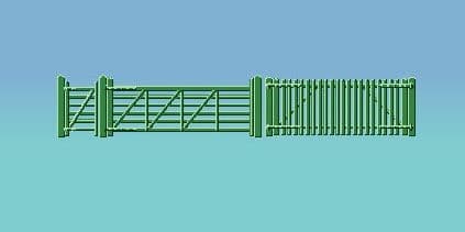 430 Ratio TRACKSIDE ACCESSORIES Picket Fencing green inc gates & ramps