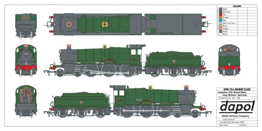 4S-001-006S Dapol 7810 Draycott Manor BR Green Small Early Crest Sound ...