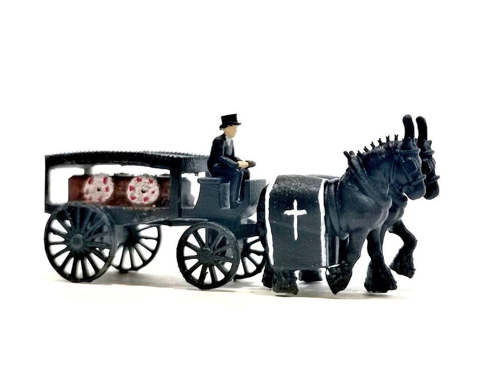 Arch Laser A3D127 N Gauge Horse Drawn Hearse and Driver