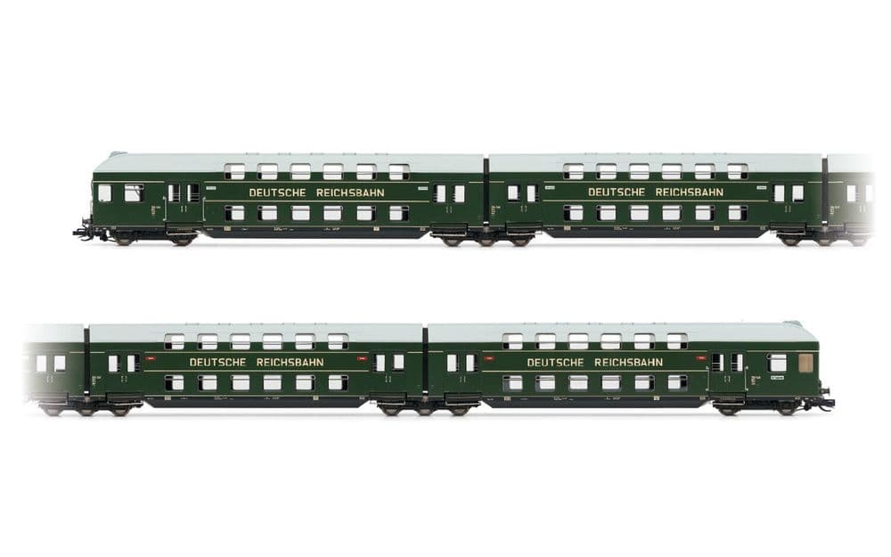 Arnold 9523 Scale 1 120 TT DR Green/Grey Bi-Level Coach Set 4 III