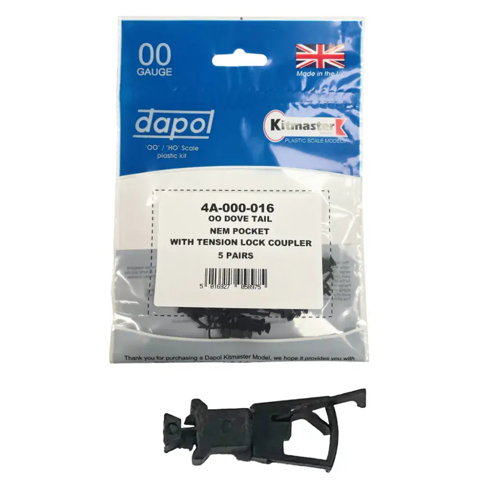 Dapol 4A-000-016 OO Dove Tail NEM Pocket W/Tension Lock Coupler 5 Pairs