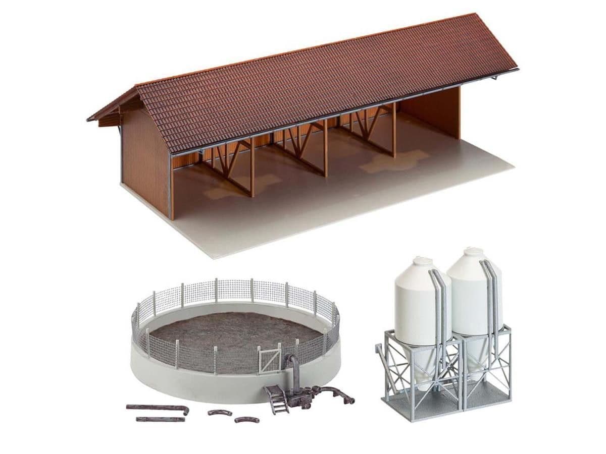 Faller 130584 Scale 1 87 HO Farm Shed With Slurry Pit And Feed Silos Kit IV