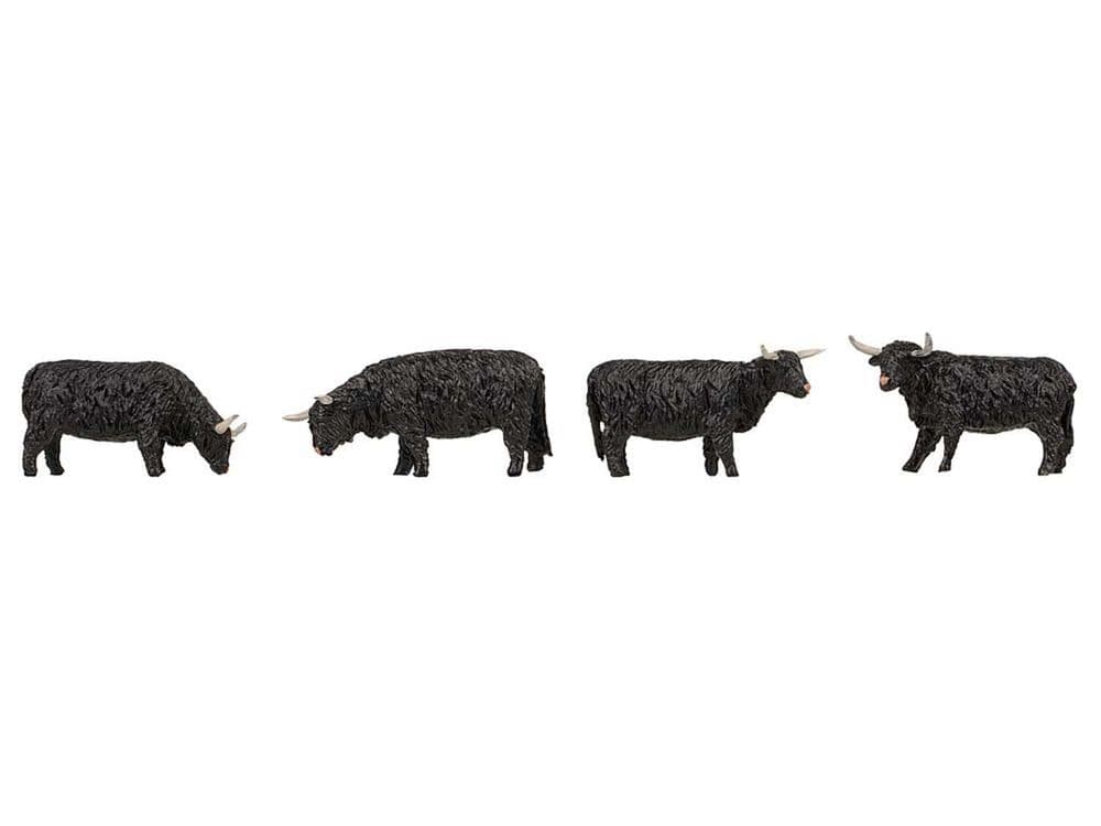 Faller 151957 Scale 1 87 HO Black Highland Cattle 4 Figure Set 1