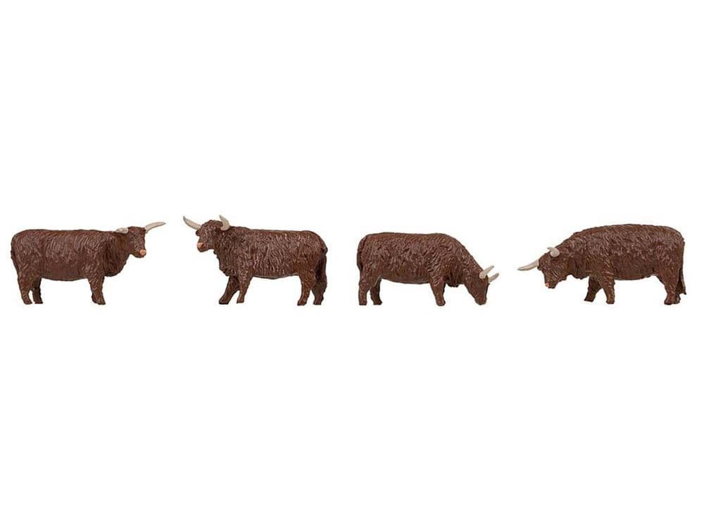 Faller 151958 Scale 1 87 HO Brown Highland Cattle 4 Figure Set 2