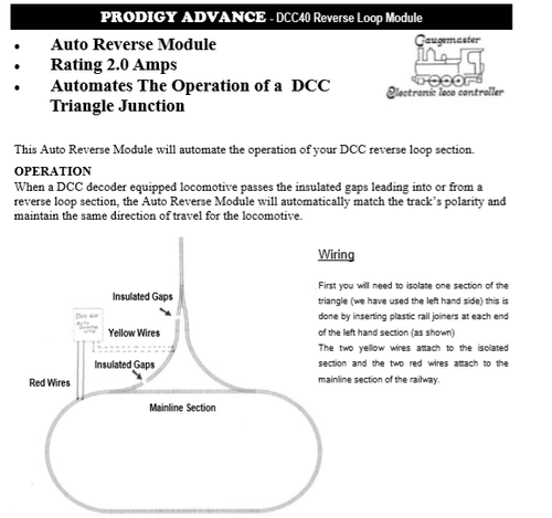 Gaugemaster DCC40 AUTO REVERSE LOOP MODULE