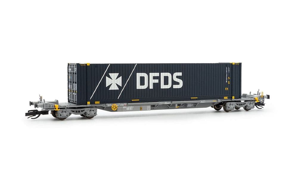 HN9751 Scale 1 120 TT Touax Sffgmss Flat Wagon 45 DFDS Container Load VI