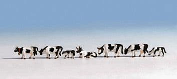 N45721 Scale 1 120 TT Black And White Cows 7 Figure Set