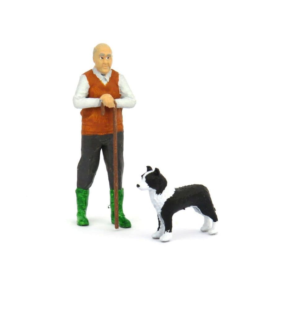 OSBFOGAUGE 017 O Gauge Shepherd and Sheep dog figure painted