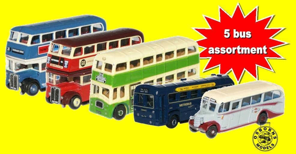 Oxford Diecast 5 Assorted N Scale Buses