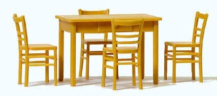 Preiser 65809 Wooden Table with 4 Chairs