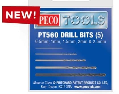 PT560 Peco Tools Box of 5 drill bits 0 5 to 2 5mm