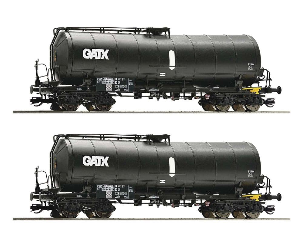 Roco 6680002 Scale 1 120 TT GATX Zaes Bogie Tank Wagon Set 2 VI