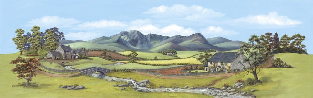 SK44 / SK24 Peco MANYWAYS SCENIC BACKGROUNDS Country with River