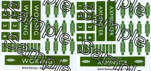 Tiny Signs OO46- OO Scale BR Southern Region Woking Axminster Signs