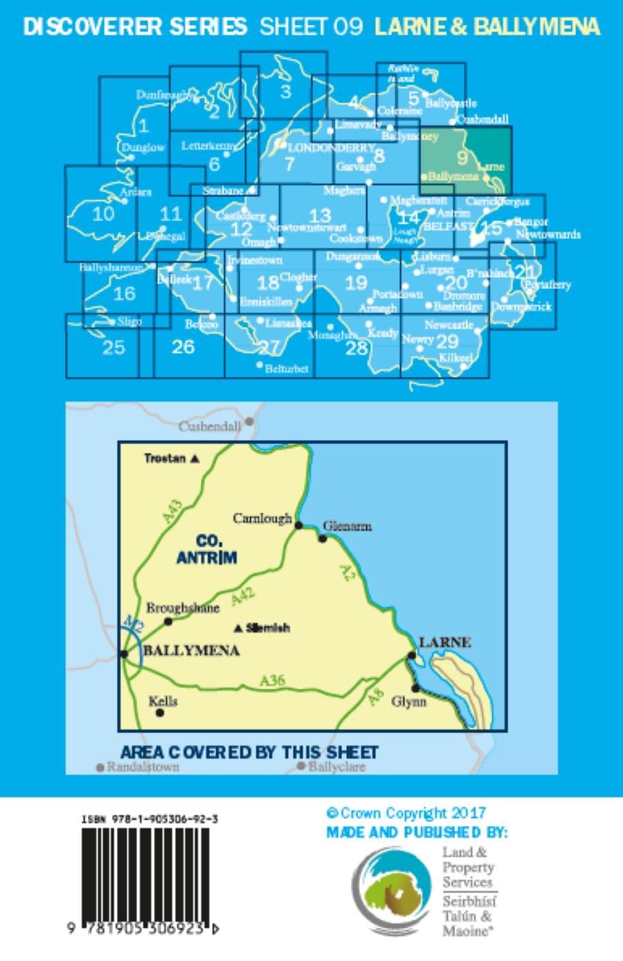 Discover Series OS Larne & Ballymena Waterproof Laminated Map Scale 1 ...