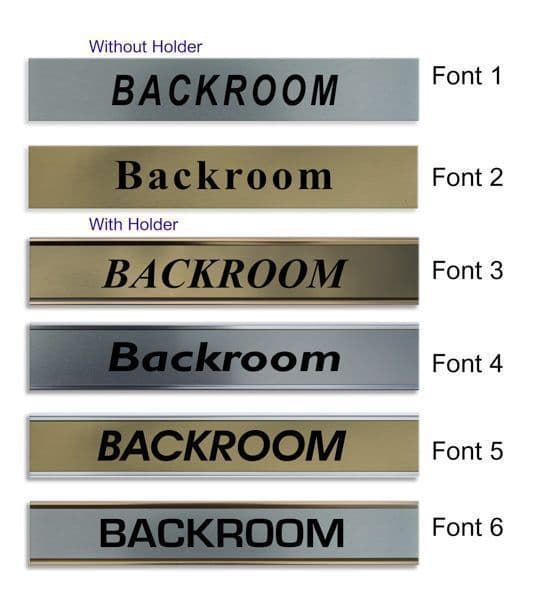 Backroom Door Nameplate slide in or fixed room sign