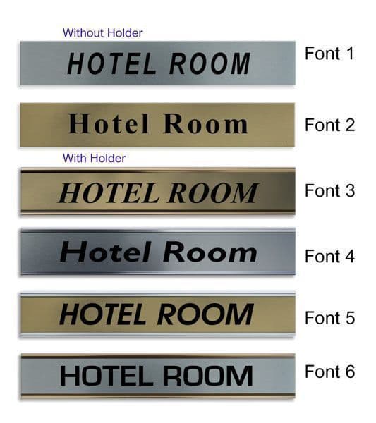 Hotel Room Door Nameplate slide in or fixed room sign