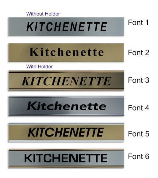 Kitchenette Door Nameplate slide in or fixed room sign