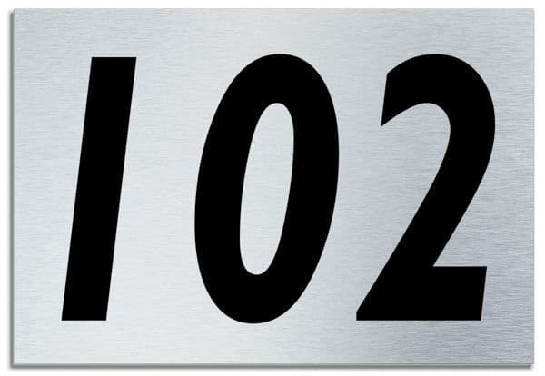 Number 102 Contemporary House Plaque Brusher Aluminium modern door sign
