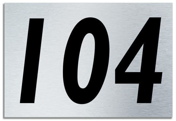 Number 104 Contemporary House Plaque Brusher Aluminium modern door sign