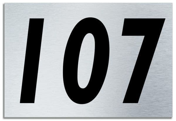 Number 107 Contemporary House Plaque Brusher Aluminium modern door sign