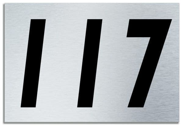Number 117 Contemporary House Plaque Brusher Aluminium modern door sign