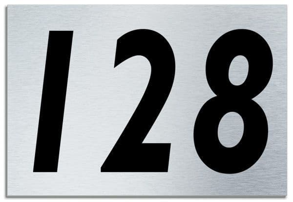 Number 128 Contemporary House Plaque Brusher Aluminium modern door sign