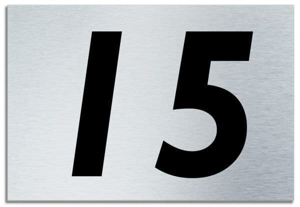 Number 15 Contemporary House Plaque Brusher Aluminium modern door sign