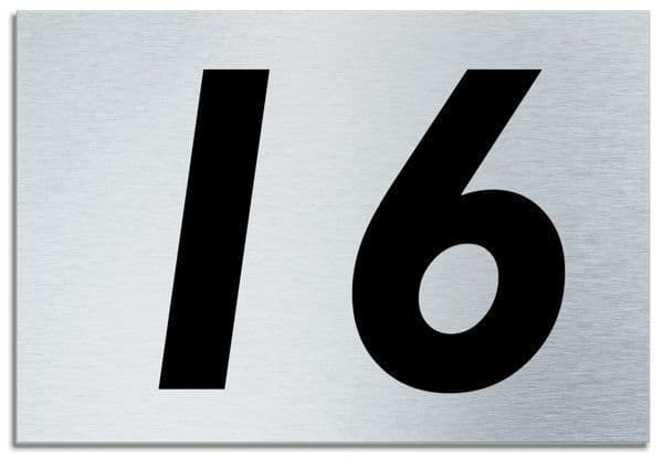 Number 16 Contemporary House Plaque Brusher Aluminium modern door sign