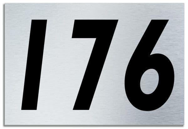 Number 176 Contemporary House Plaque Brusher Aluminium modern door sign