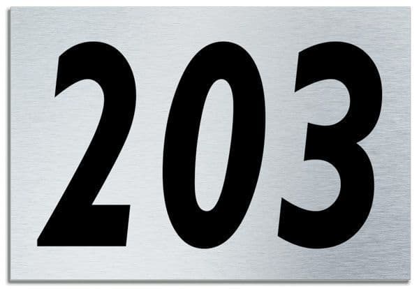Number 203 Contemporary House Plaque Brusher Aluminium modern door sign