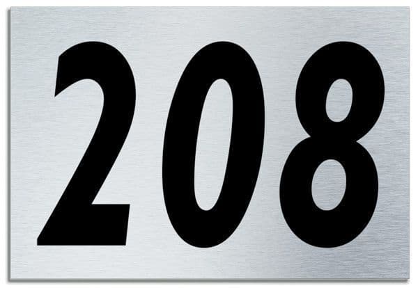 Number 208 Contemporary House Plaque Brusher Aluminium modern door sign