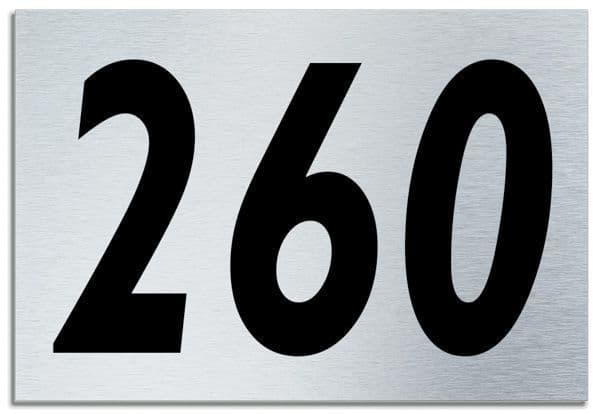 Number 260 Contemporary House Plaque Brusher Aluminium modern door sign