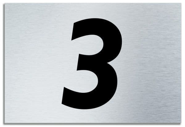 Number 3 Contemporary House Plaque Brusher Aluminium modern door sign