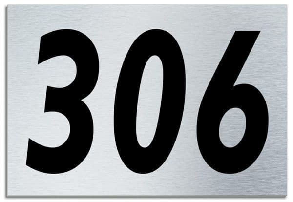 Number 306 Contemporary House Plaque Brusher Aluminium modern door sign