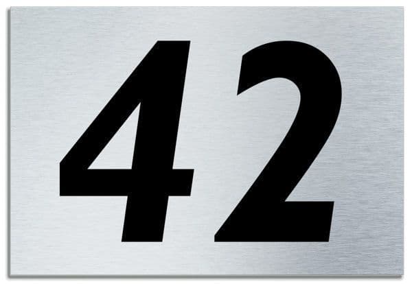 Number 42 Contemporary House Plaque Brusher Aluminium modern door sign
