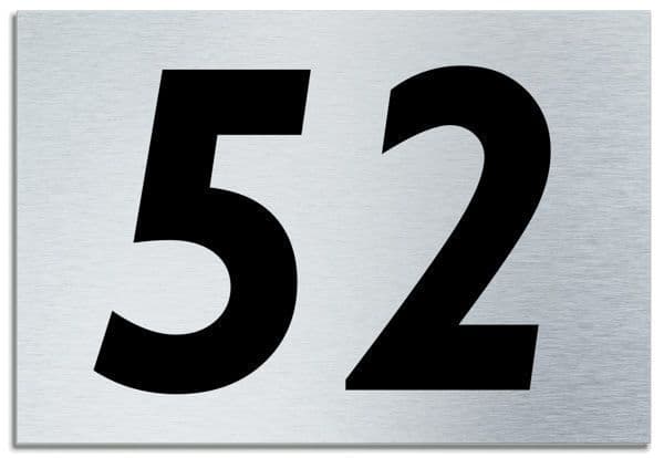 Number 52 Contemporary House Plaque Brusher Aluminium modern door sign