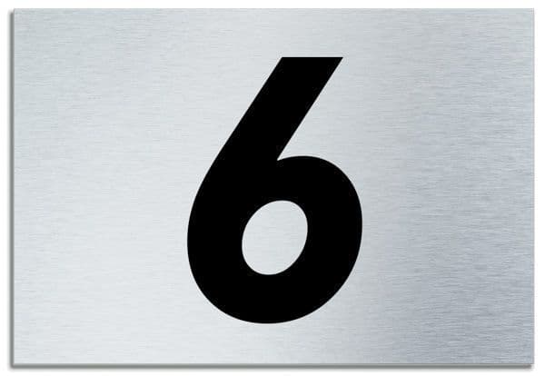 Number 6 Contemporary House Plaque Brusher Aluminium modern door sign