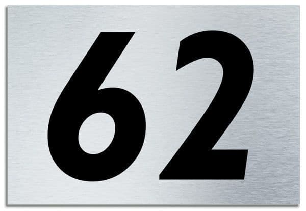 Number 62 Contemporary House Plaque Brusher Aluminium modern door sign