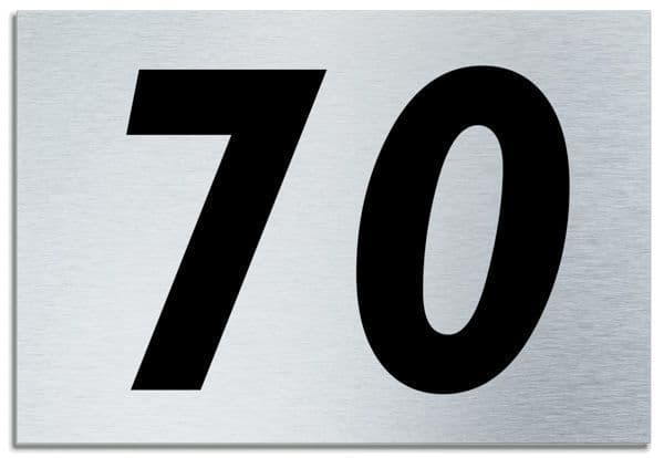 Number 70 Contemporary House Plaque Brusher Aluminium modern door sign