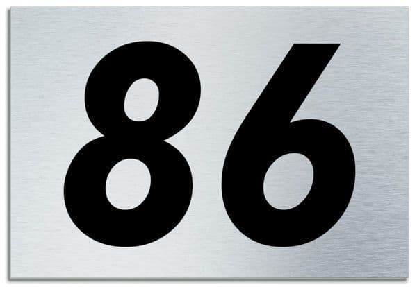 Number 86 Contemporary House Plaque Brusher Aluminium modern door sign